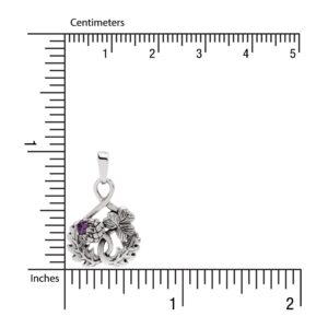 WithLoveSilver 925 Sterling Silver Scottish Thistle and Shamrock Simulated Purple Cubic Zirconia Pendant