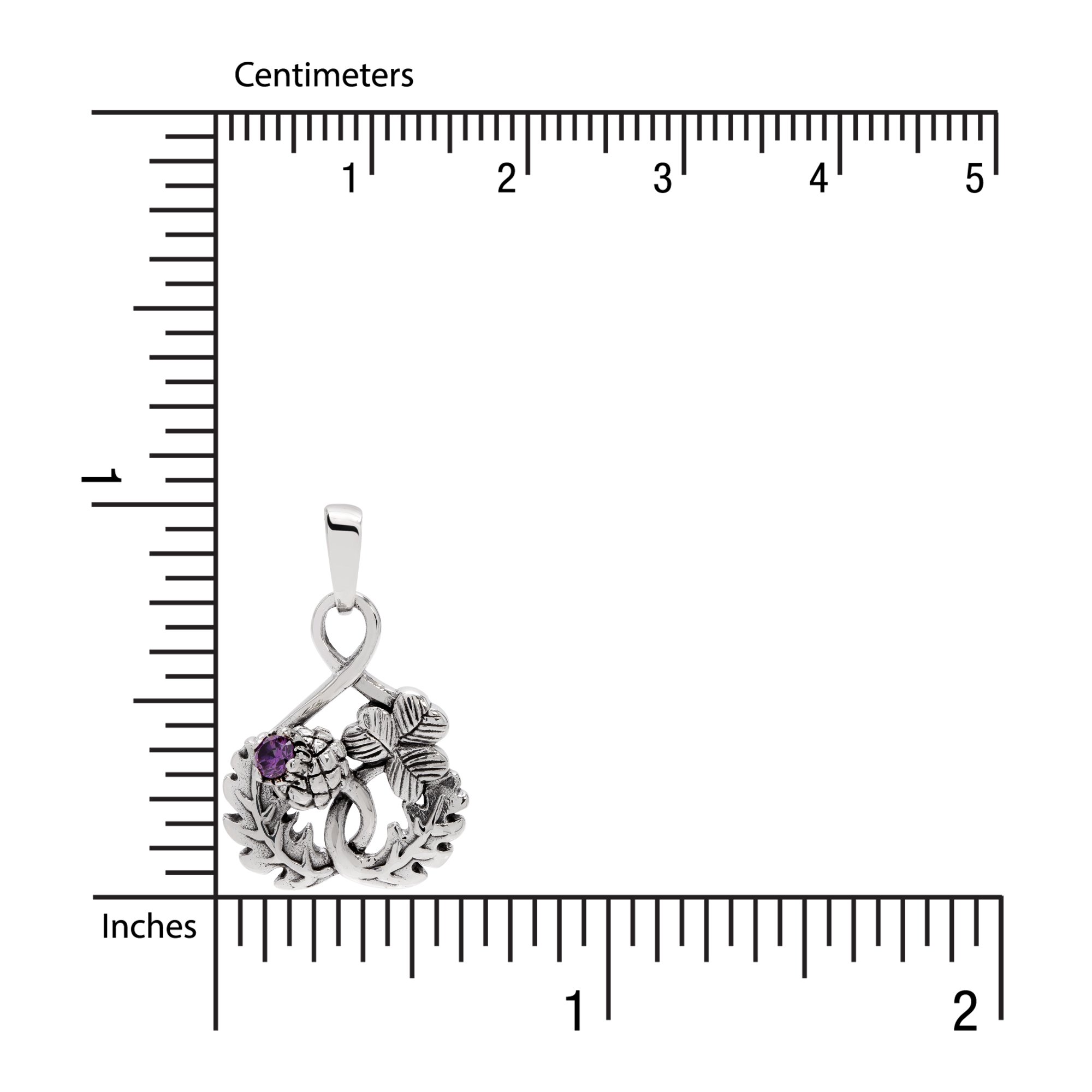 WithLoveSilver 925 Sterling Silver Scottish Thistle and Shamrock Simulated Purple Cubic Zirconia Pendant