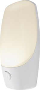 energizer manual on/off led night light plug-in, push button, compact, contemporary, for bedroom, livingroom, hallway, bathroom, nursery, basement, white, 37099, 1 pack