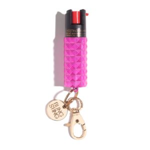 blingsting pepper spray keychain for women pink