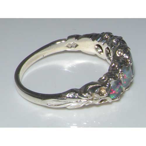 LetsBuyGold 925 Sterling Silver Synthetic Opal Triplet Womens Wedding Ring - Size 12