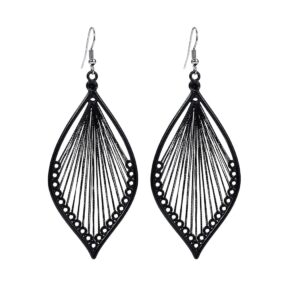 fdesigner boho woven geometric earrings drop black jewelry fashion silk earring dangle for women