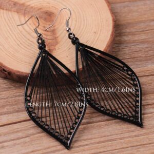 Fdesigner Boho Woven Geometric Earrings Drop Black Jewelry Fashion Silk Earring Dangle for Women