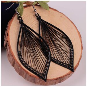 Fdesigner Boho Woven Geometric Earrings Drop Black Jewelry Fashion Silk Earring Dangle for Women