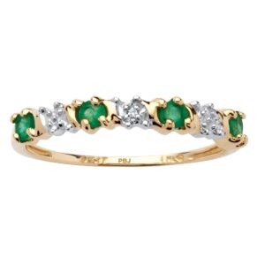 palmbeach jewelry 10k yellow gold round genuine green emerald or blue sapphire diamond accent ring size 8