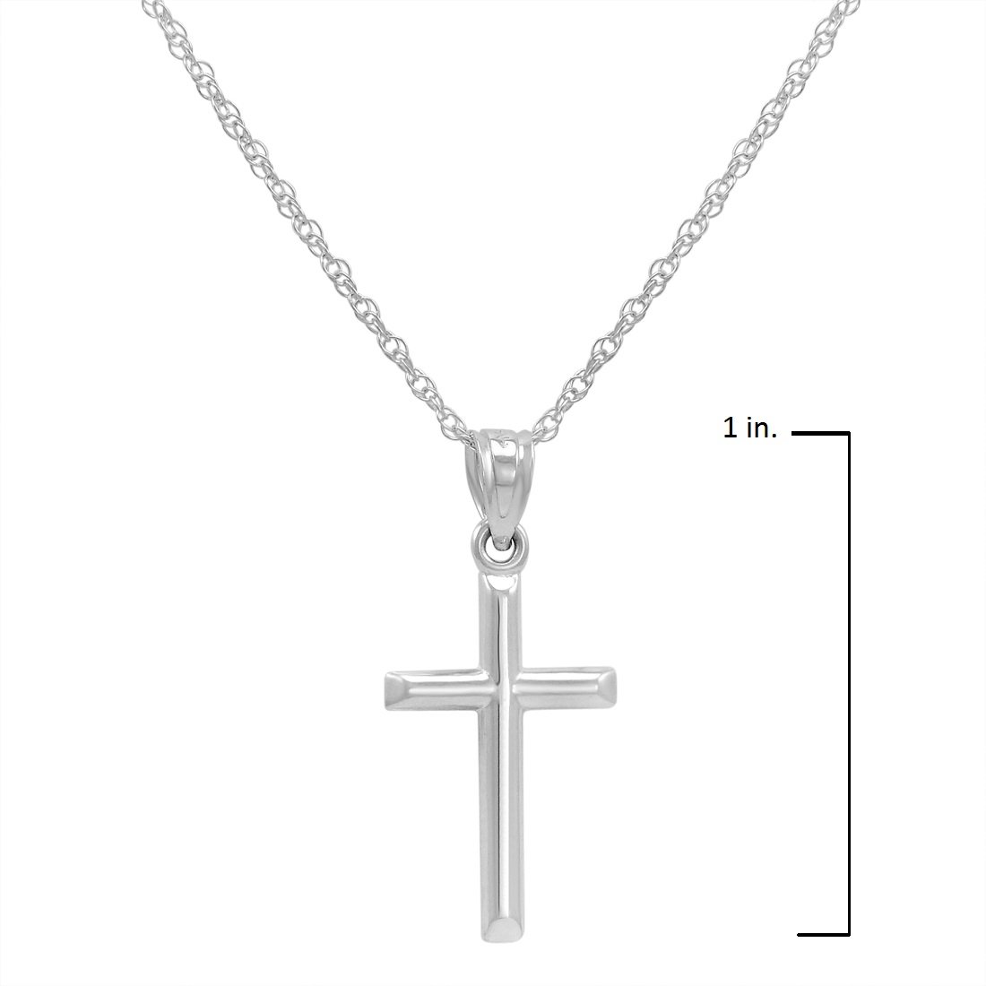 Amanda Rose Collection14k White Gold Petite Cross Pendant Necklace on an 18 inch chain