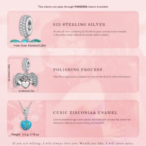 NINAQUEEN Angel Wings Charms Love Heart Anniversary Christmas Gifts 925 Sterling Silver Bead for Women Girls I Love You Forever Compatible with Charms Bracelet and Necklace Wedding Jewelry Box