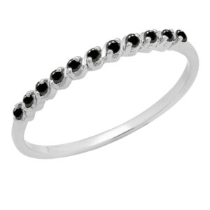 dazzlingrock collection 0.12 cttw round black diamond ladies anniversary wedding band in 925 sterling silver, size 7