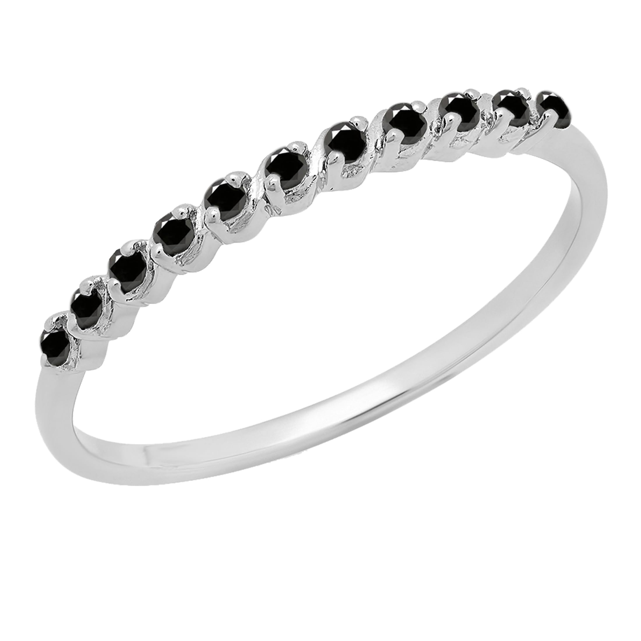 Dazzlingrock Collection 0.12 Cttw Round Black Diamond Ladies Anniversary Wedding Band in 925 Sterling Silver, Size 7