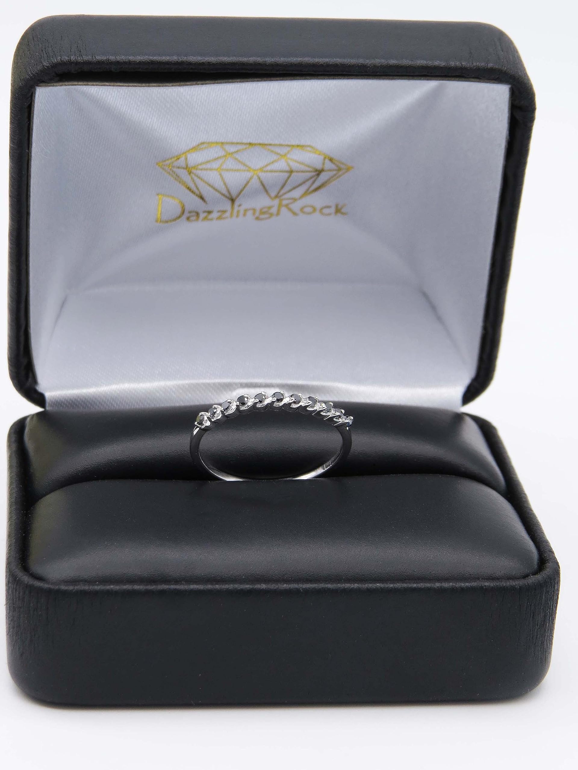 Dazzlingrock Collection 0.12 Cttw Round Black Diamond Ladies Anniversary Wedding Band in 925 Sterling Silver, Size 7