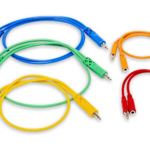 Hosa CMM-500Y-MIX 3.5 mm TS with 3.5 mm TSF Pigtail to 3.5 mm TS Hopscotch Patch Cables, Various Lengths (5 Pieces)