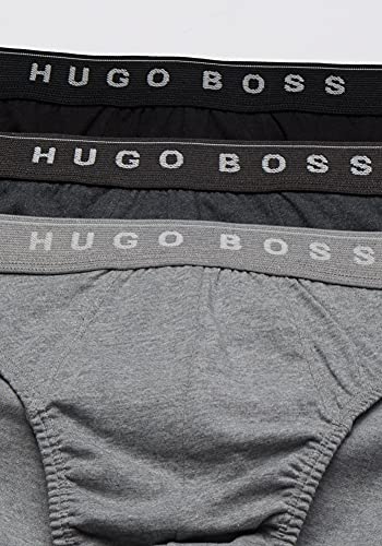 BOSS Men's Cotton 3 Pack Mini Brief, Charcoal/black/Dark Grey, Medium