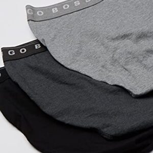 BOSS Men's Cotton 3 Pack Mini Brief, Charcoal/black/Dark Grey, Medium