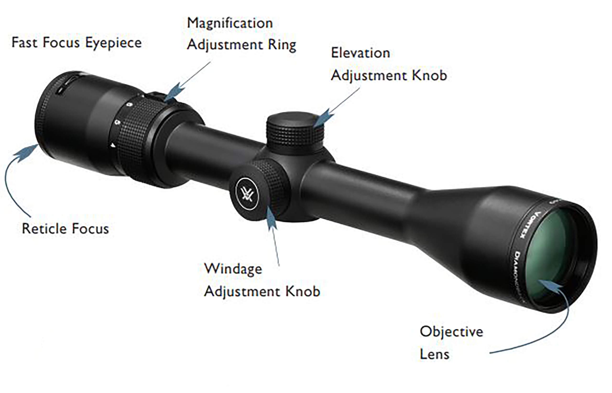 Vortex Optics Diamondback 4-12x40 Second Focal Plane Riflescope - Dead-Hold BDC Reticle (MOA) with Vortex Hat