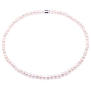 jyx pearl 7-8mm near-round natural white cultured freshwater pearl necklace strand 18"