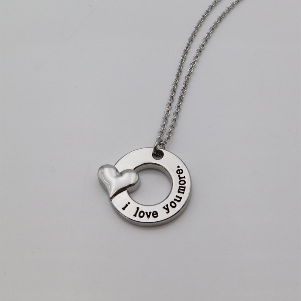 Mother Daughter Necklace I Love You More Necklace 18 inch Stainless Steel Necklace