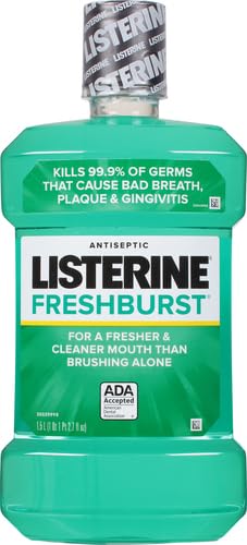 Listerine Freshburst Antiseptic Mouthwash with Germ-Killing Oral Care Formula to Fight Bad Breath, Plaque and Gingivitis, 1.5 L