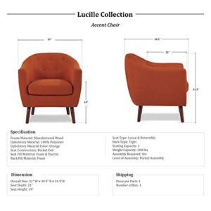 Homelegance Fabric Barrel Chair, Orange