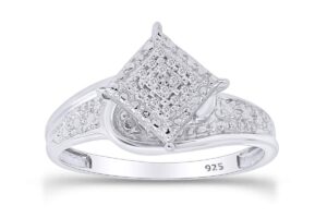 jewel zone us white natural diamond cluster ring in 14k white gold over sterling silver