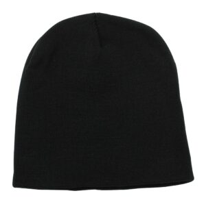 top level short plain beanie - winter unisex plain knit hat (black)