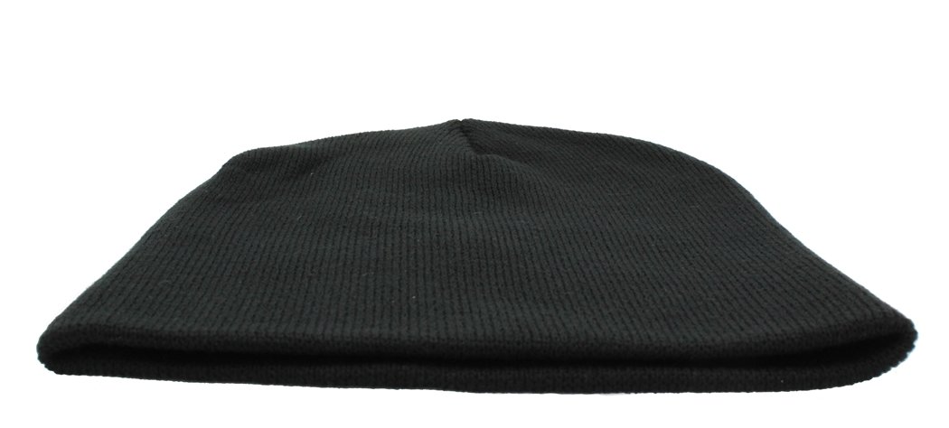 Top Level Short Plain Beanie - Winter Unisex Plain Knit Hat (Black)