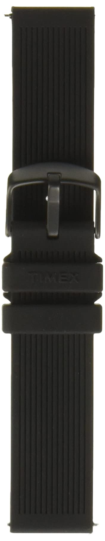 Timex 20mm Silicone Quick-Release Strap – Black with Black Buckle