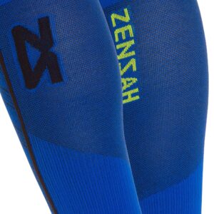 Zensah Featherweight Compression Ultra-Light Calf Sleeves, Sporty Blue, Medium