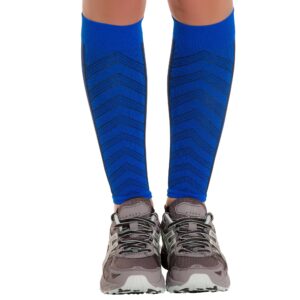 Zensah Featherweight Compression Ultra-Light Calf Sleeves, Sporty Blue, Medium