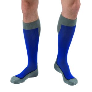 JOBST Sport Compression Socks 15-20 mmHg, Knee High, Closed Toe, Royal Blue/Gray, X-Large