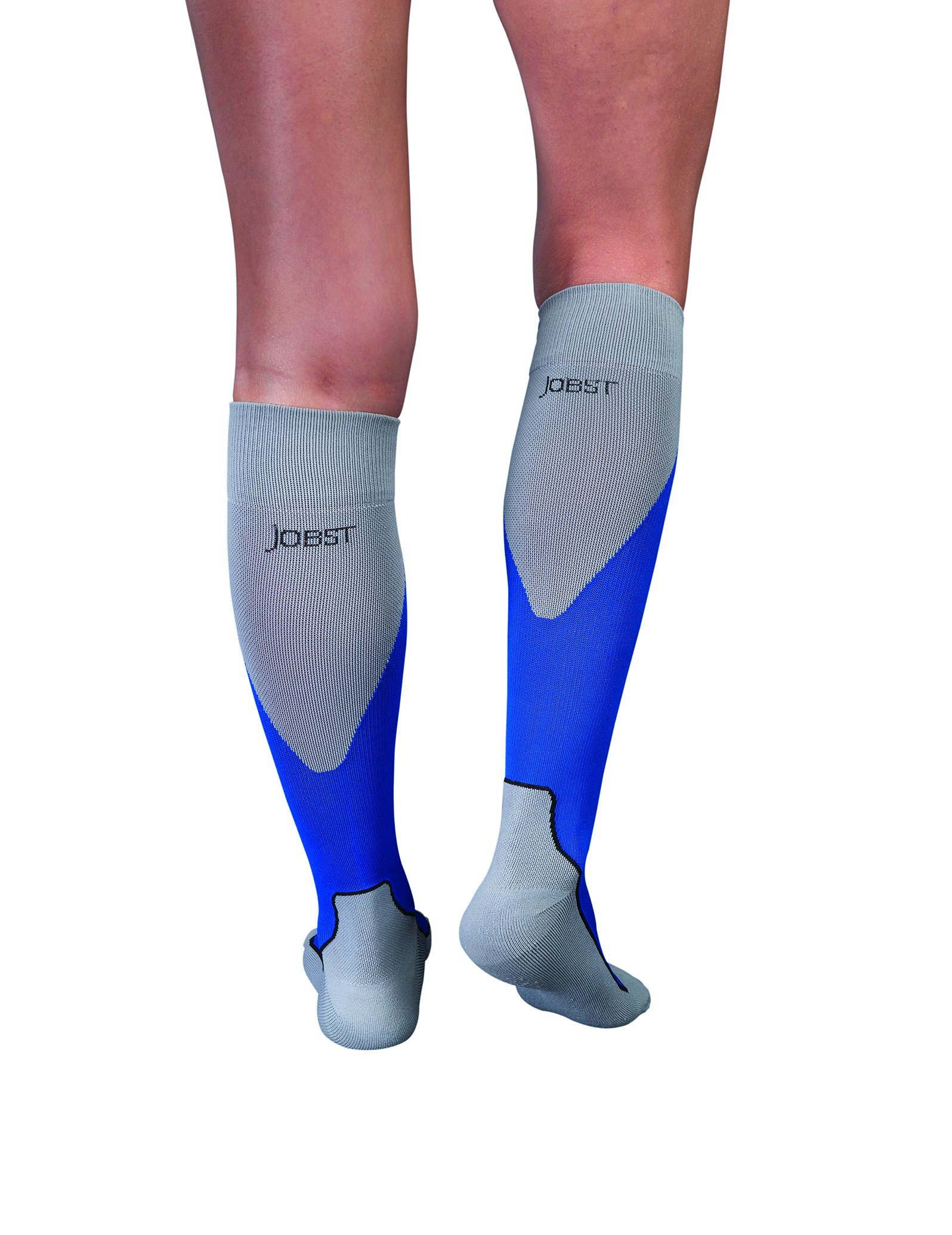 JOBST Sport Compression Socks 15-20 mmHg, Knee High, Closed Toe, Royal Blue/Gray, X-Large