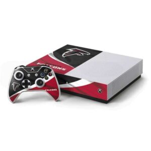 skinit decal gaming skin compatible with xbox one s console and controller bundle - officially licensed nfl atlanta falcons design