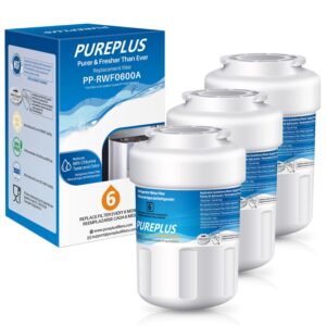 pureplus water filter replacement for mwf, ge smartwater, hdx fmg-1, mwfp, mwfa, pl-100, wfc1201, rwf0600a, pc75009, rwf1060, 197d6321p006, gse25gshecss, kenmore 469991 refrigerator cartridges, 3pack