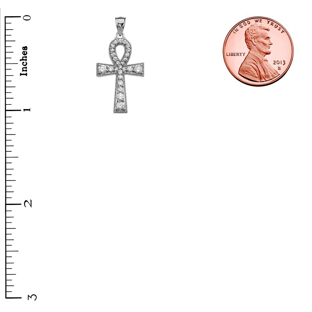 Studded Ankh Cross Pendant in Sterling Silver