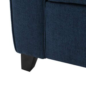 Christopher Knight Home Keiko Fabric Armed Storage Bench, Dark Blue, Dimensions: 19.75”D x 50.00”W x 20.5”H