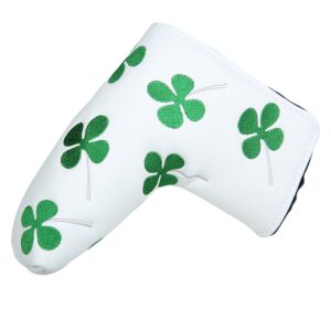 sword &shield sports lucky clover putter head cover four leaf clover headcover for scotty cameron ping odyssey taylormade (white)