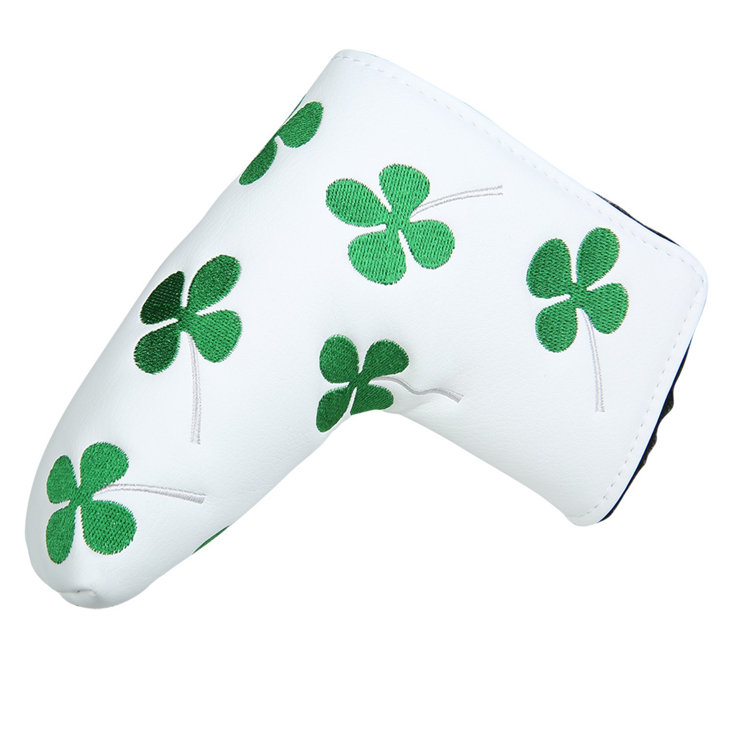 Sword &Shield sports Lucky Clover Putter Head Cover Four Leaf Clover Headcover for Scotty Cameron Ping Odyssey Taylormade (White)