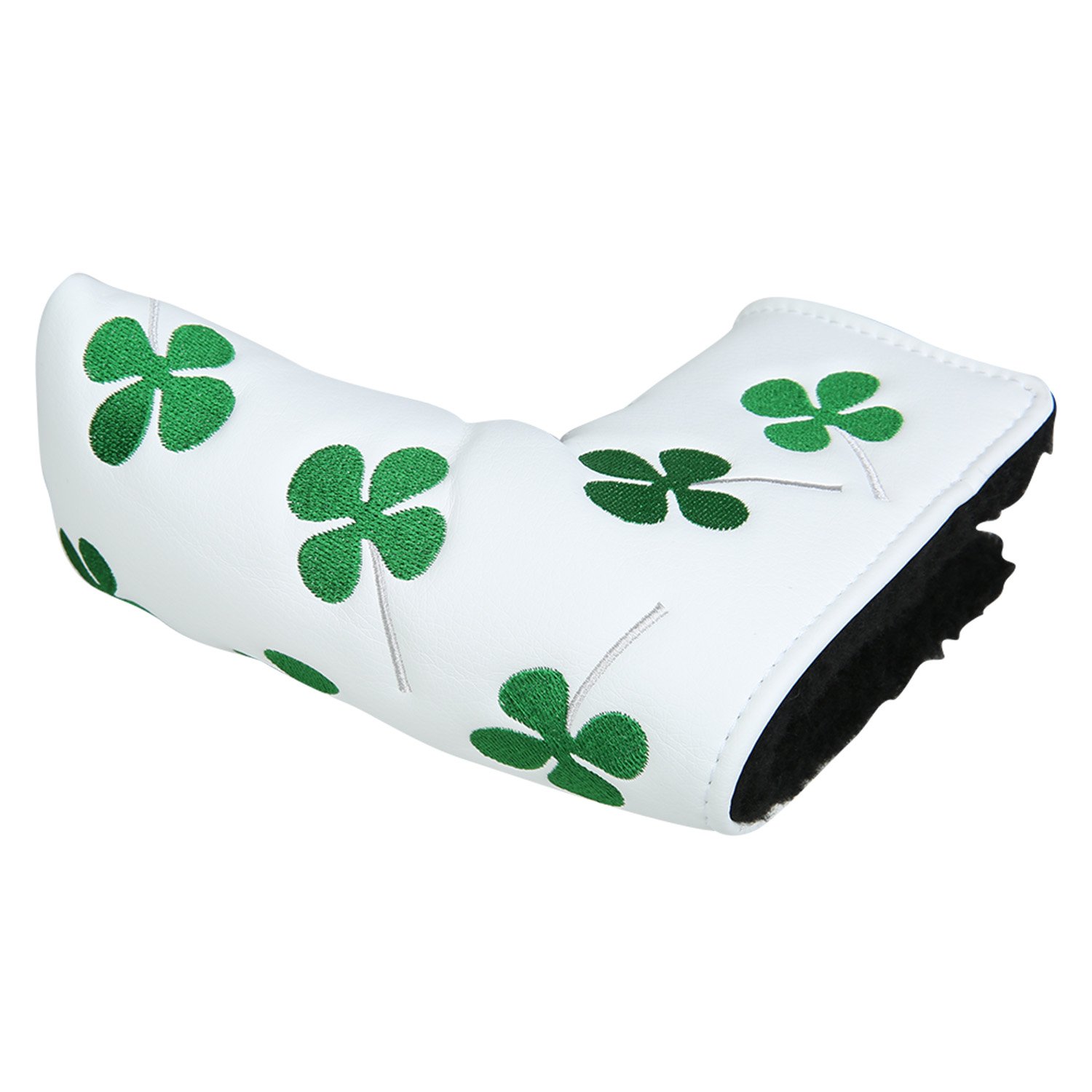 Sword &Shield sports Lucky Clover Putter Head Cover Four Leaf Clover Headcover for Scotty Cameron Ping Odyssey Taylormade (White)