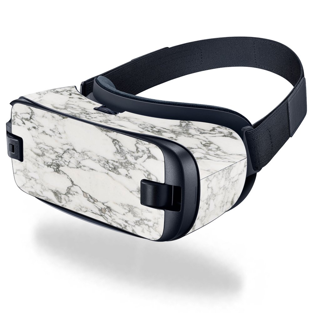 MightySkins Skin Compatible with Samsung Gear VR (2016) wrap Cover Sticker Skins White Marble