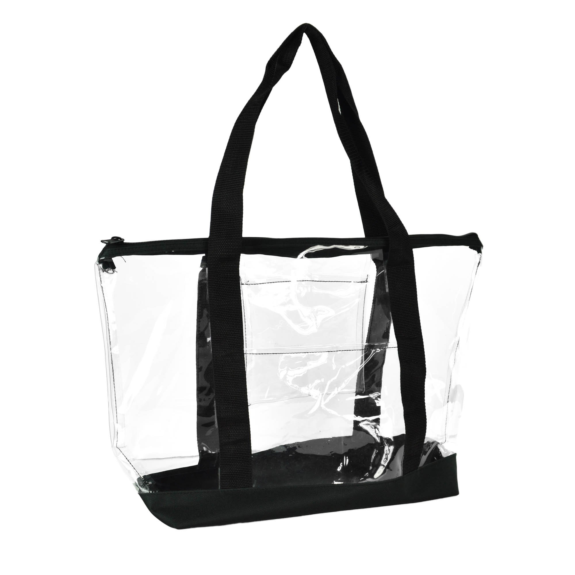 DALIX Clear Shopping Bag Security Work Tote Shoulder Bag Womens Handbag in Black Trim