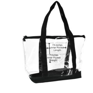 DALIX Clear Shopping Bag Security Work Tote Shoulder Bag Womens Handbag in Black Trim