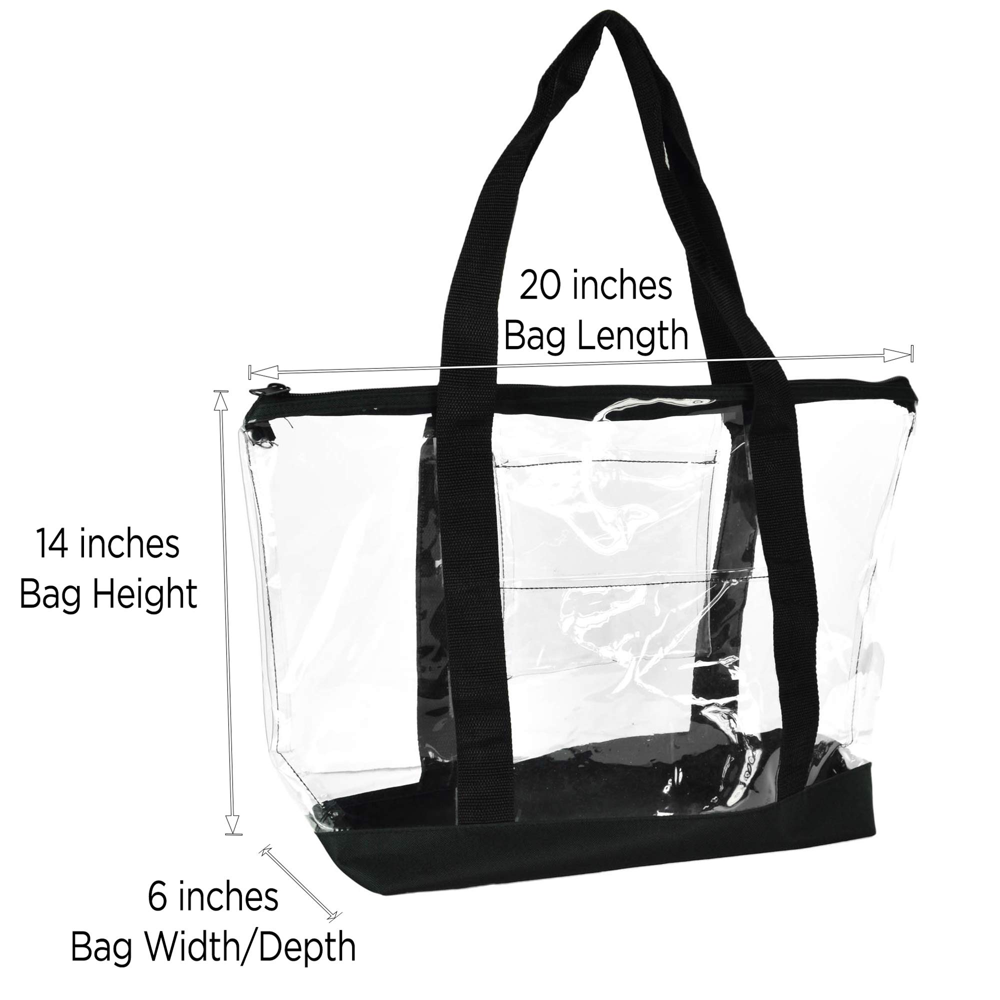 DALIX Clear Shopping Bag Security Work Tote Shoulder Bag Womens Handbag in Black Trim