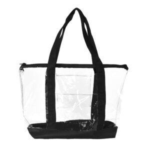 DALIX Clear Shopping Bag Security Work Tote Shoulder Bag Womens Handbag in Black Trim