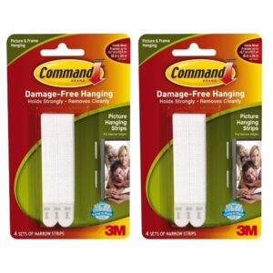 command narrow picture hanging strips, white, 8-sets