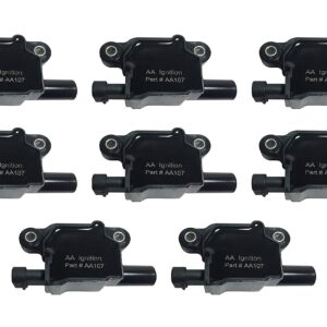 Ignition Coil Pack Set of 8 - Replaces 12570616, D510C - Compatible with Chevy, GMC, Pontiac, Cadillac 5.3L, 6.0L V8 - G8, Grand Prix, Tahoe, Yukon, Silverado, Impala, Trailblazer, Avalanche