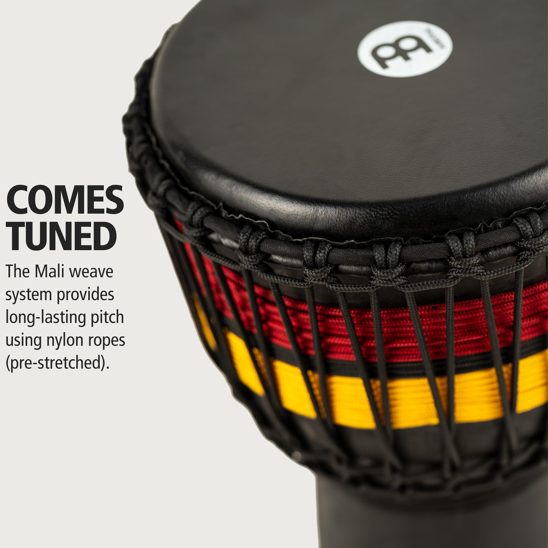 Meinl Percussion Style Djembe Drum, Hand Carved Mahogany — NOT Made in China — African Mali Weave Rope Tuning, 2-Year Warranty (ADJ7-M)