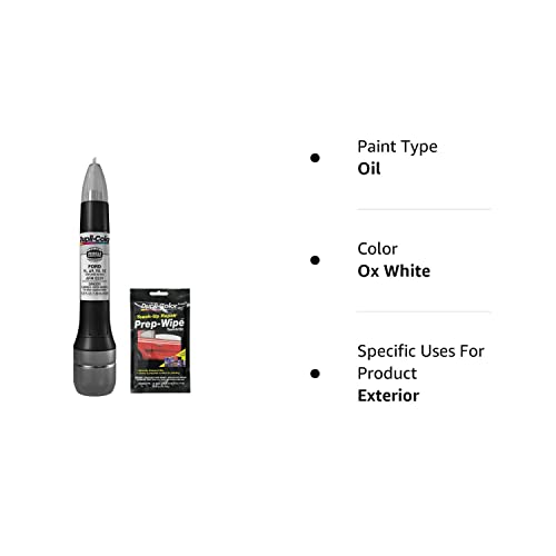 Dupli-Color AFM0229 OxWhite Exact-Match Scratch Fix All-in-1 Touch-Up Paint for Ford Vehicles (A9,YO,YZ,9L) Bundle with Prep Wipe Towelette (2 Items)