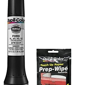 Dupli-Color AFM0229 OxWhite Exact-Match Scratch Fix All-in-1 Touch-Up Paint for Ford Vehicles (A9,YO,YZ,9L) Bundle with Prep Wipe Towelette (2 Items)