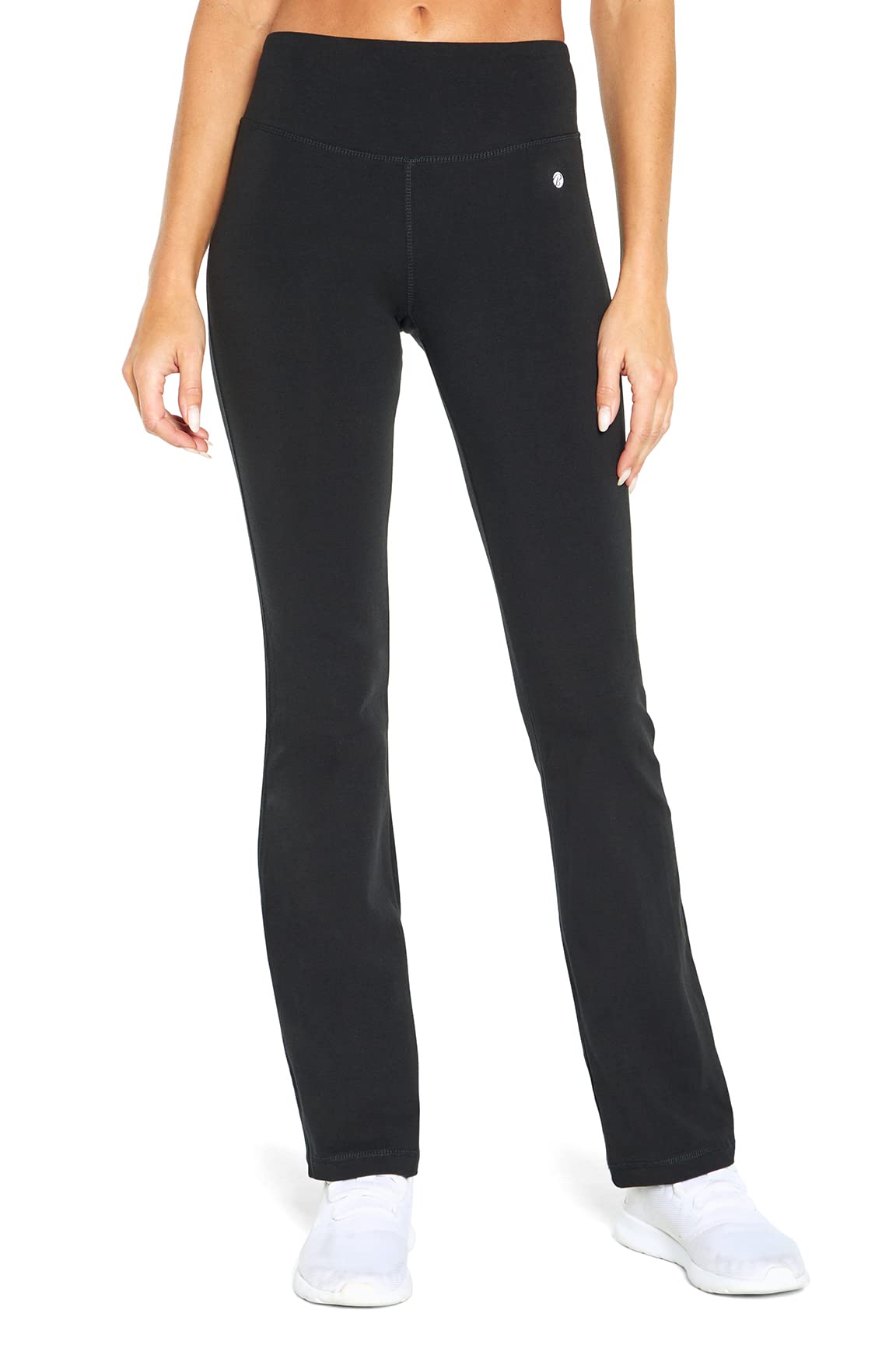 Bally Total Fitness Women's High Rise Tummy Control Bootleg Pant, Black, Medium