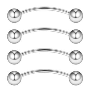 ruifan 316l surgical steel curved barbell snake eyes tongue ring piercing 16g 16mm pack of 4