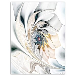 designart mt10276-30-40 white stained glass floral art large floral metal wall art, 30x40,white,30x40